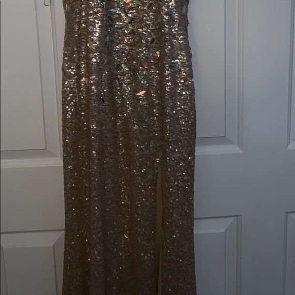 Jovani | Dresses | Crystal Jeweled Gold Prom Dress | Poshmark